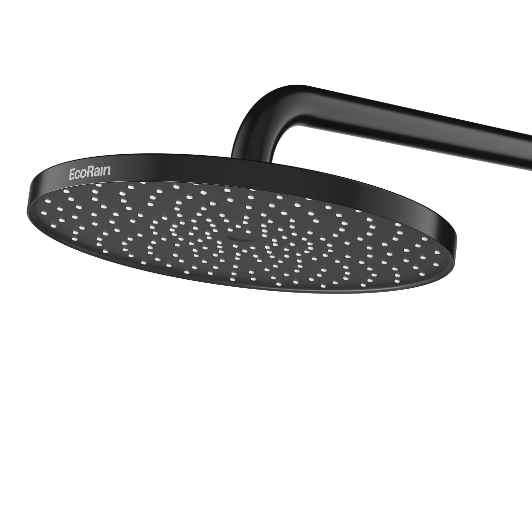 Round Rain Shower Head 25 cm Black - Water Saving